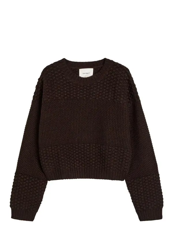 LISA YANG Ribbed Crew Neck Sweater - Dark Brown