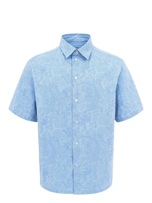 Etro Striped Short-sleeve Shirt With A Straight Collar - No