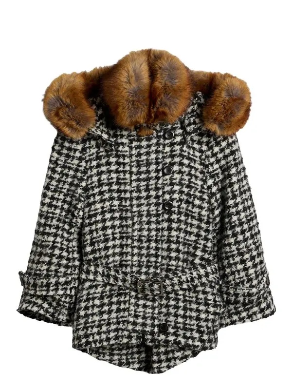 KNWLS Hooded Coat - Houndstooth Pattern
