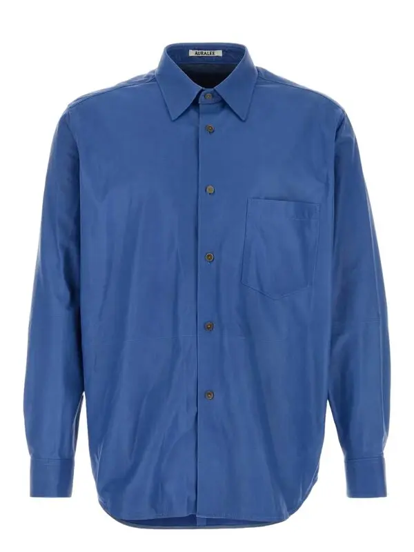 Auralee Fine Calf Leather Shirt - Light Blue