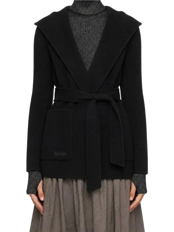 Mackage Wool Wrap Coat With Belt - Black Silk
