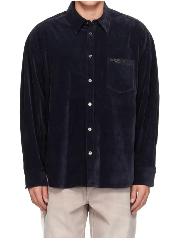 WOOYOUNGMI Embroidered Detail Shirt - Navy Blue