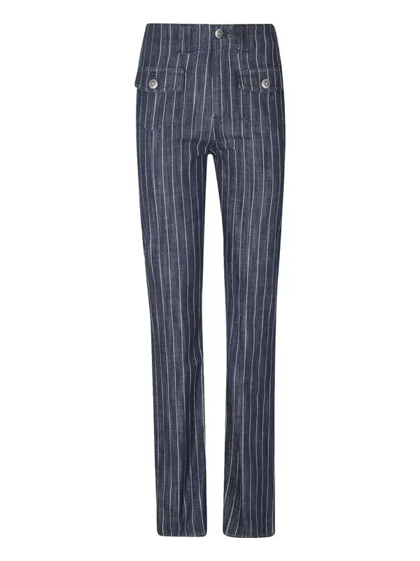 DONDUP Patch Pocket Pinstripe Pants - Blue