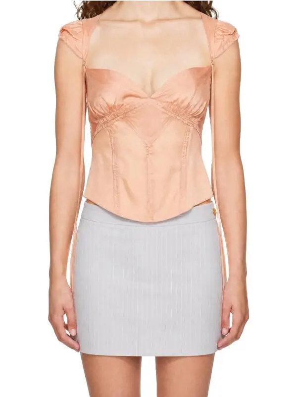 KNWLS Sweetheart Neckline Top - Peach