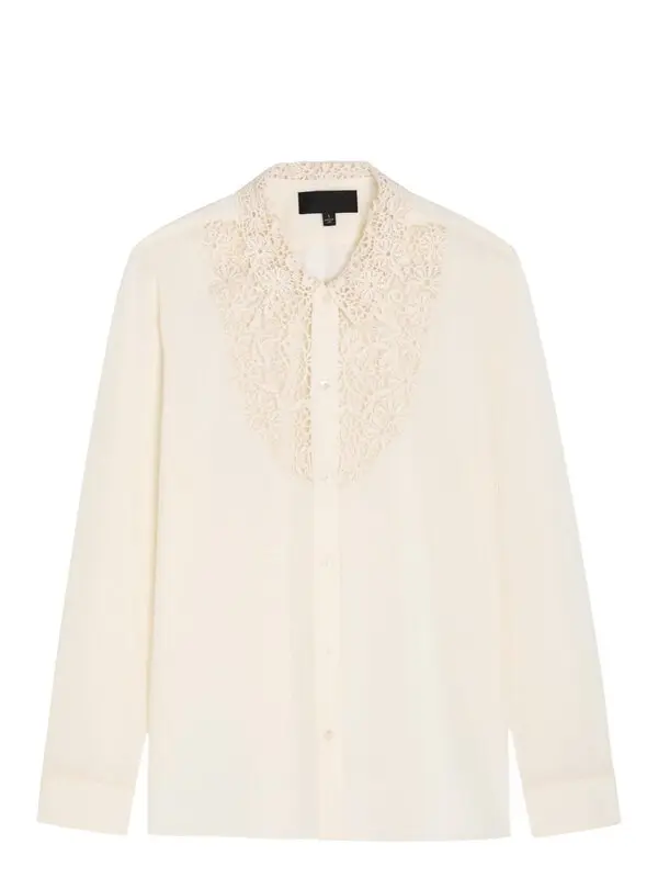 NILI LOTAN Zola Long-sleeve Lace Shirt - Ivory