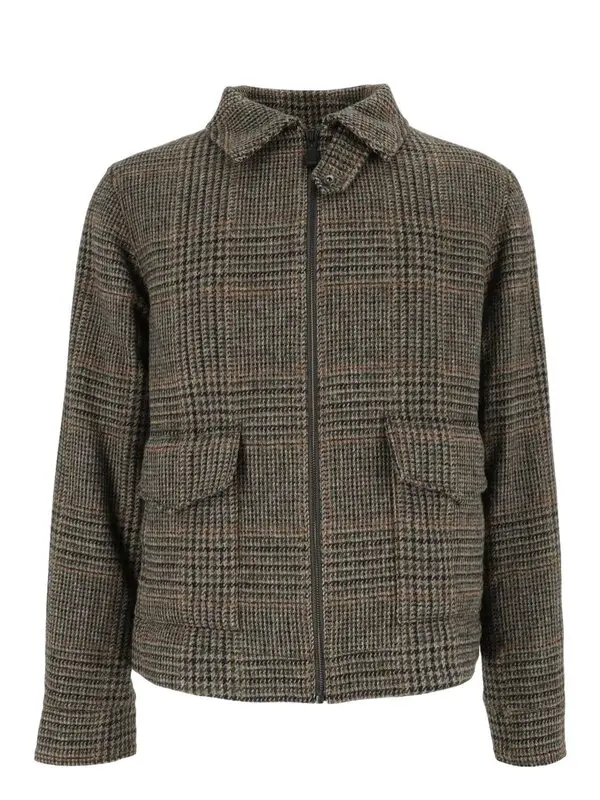 Aspesi Prince Of Wales Check Wool Jacket - Green