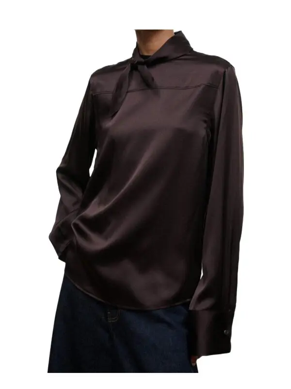 Staud Long-sleeve Silk Shirt - Earth