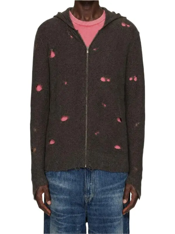 Gimaguas Long-sleeve Zip-up Knit Top - Brown