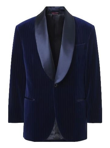 Brunello Cucinelli Pinstripe Cotton Velvet Tuxedo Jacket - Black