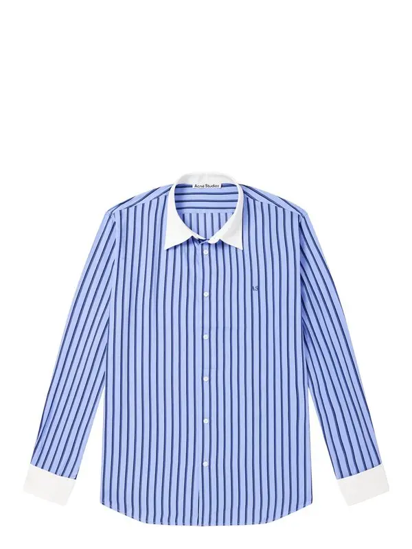 Acne Studios Logo-embroidered Striped Poplin Shirt - Blue