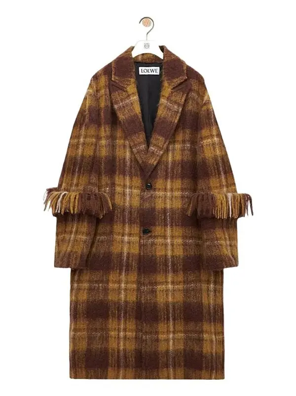 Loewe Check Patterned Coat - Brown