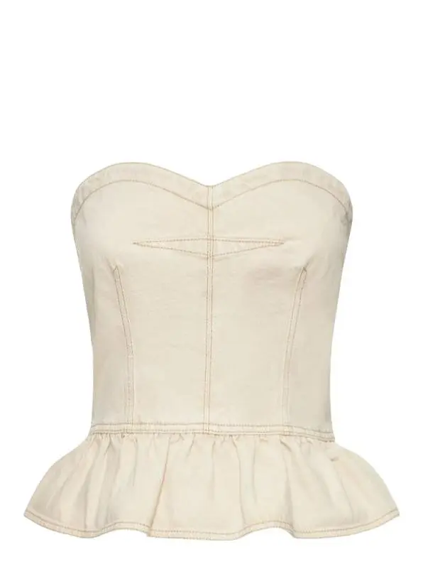 Isabel Marant Étoile Solizinia Cotton Denim Strapless Top - Nude