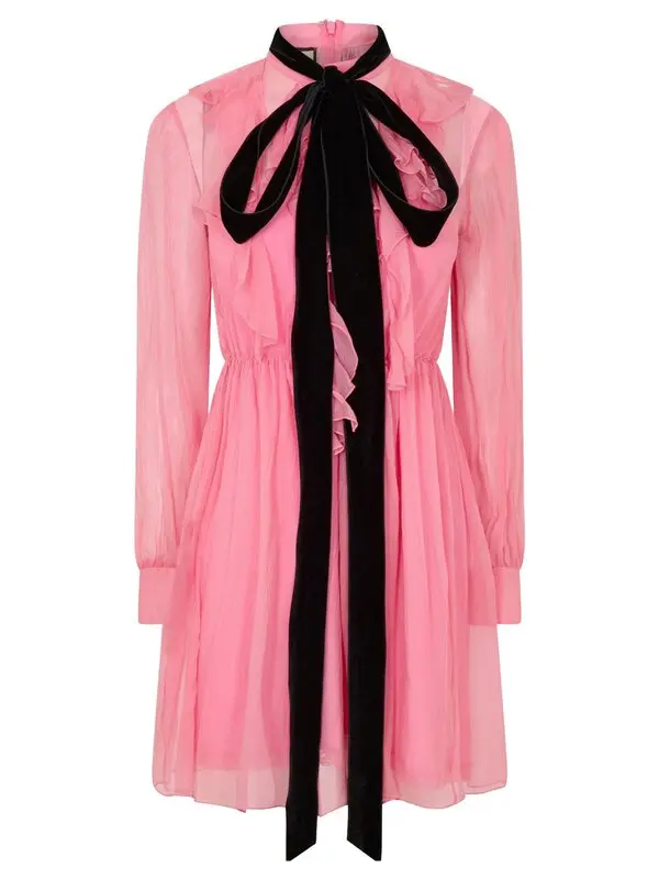 Gucci Chiffon Mini Dress - Pink