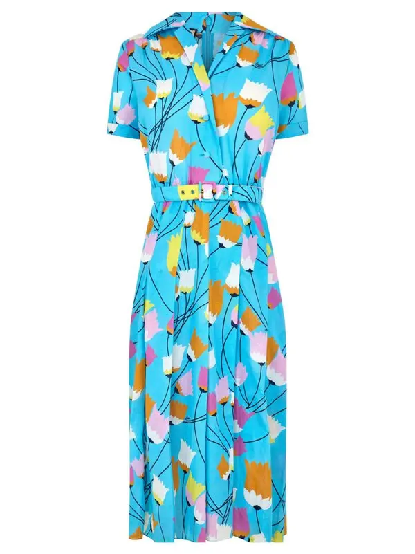 Gucci Floralprint Shirt Midi Dress - Blue