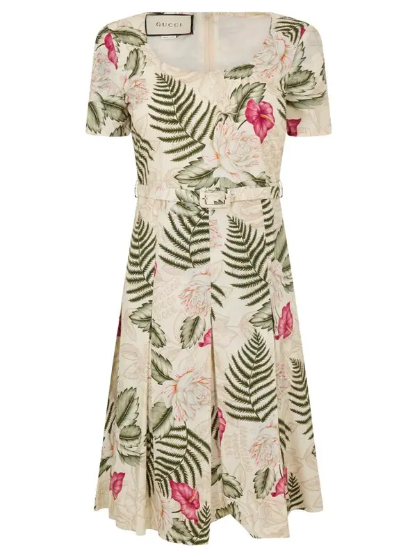 Gucci Floralprint Shortsleeve Dress - No