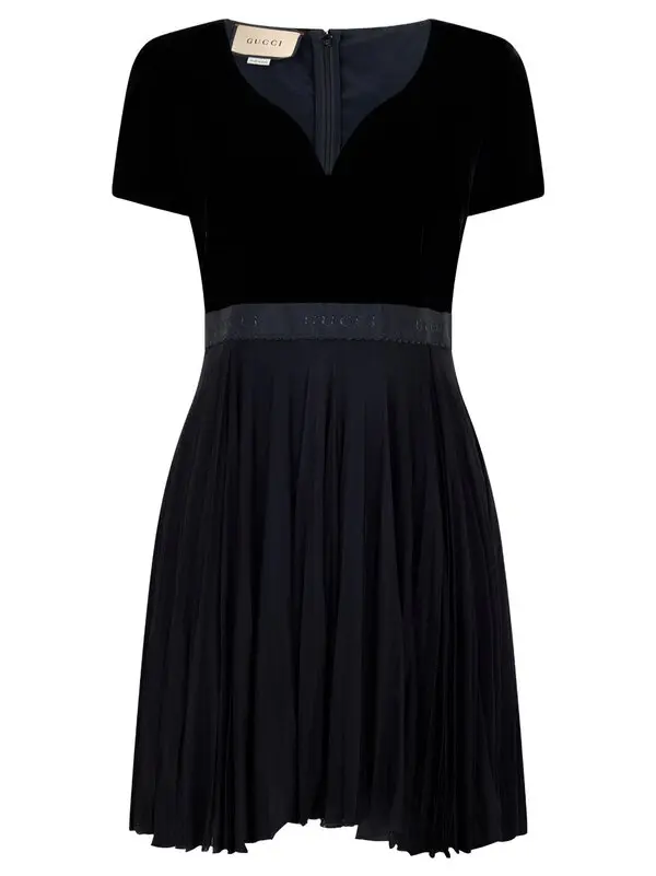 Gucci Vneck Paneled Mini Dress - Black