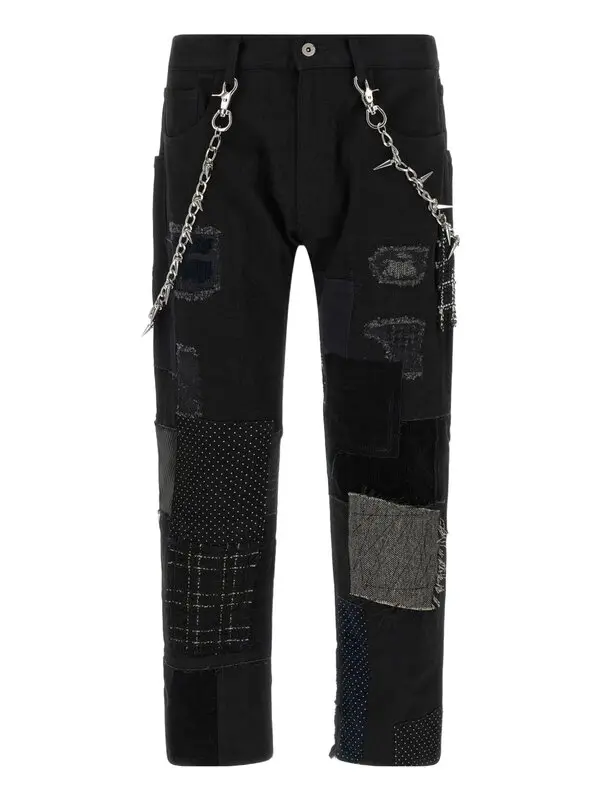 Junya Watanabe Patchwork Kilt Detail Jeans - Black