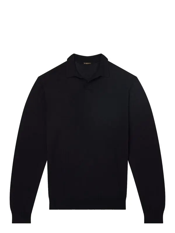 Rubinacci Sea Island Cotton Polo Shirt - Black