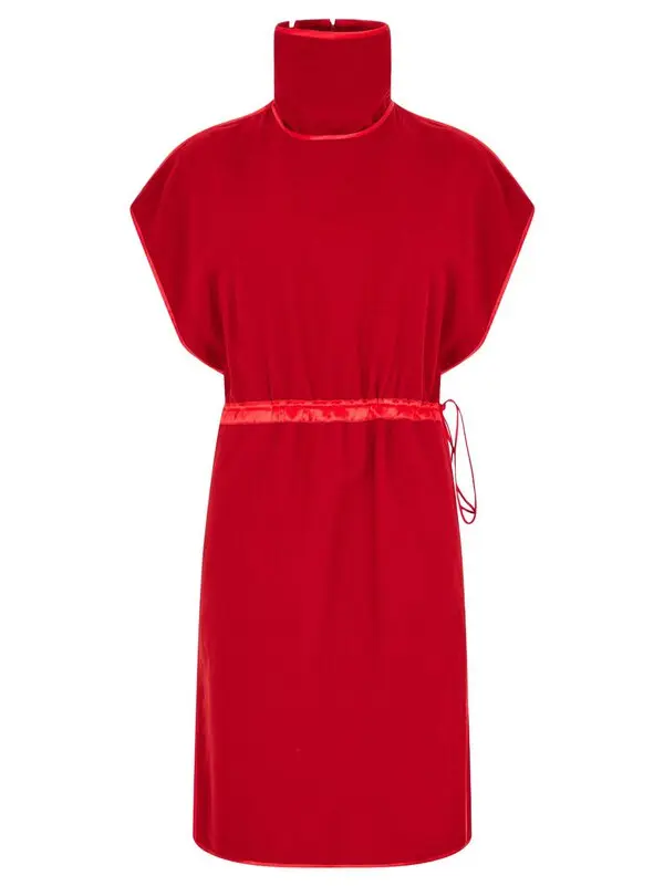 Gucci Turtleneck Capsleeve Mini Dress - Red
