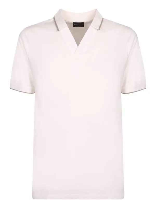 Emporio Armani Logo Embrodiered V-neck Polo Shirt - No