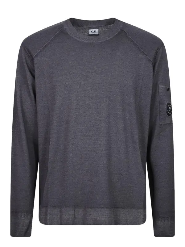 C.P. COMPANY Lens-detail Raglan-sleeve Sweater - Grey