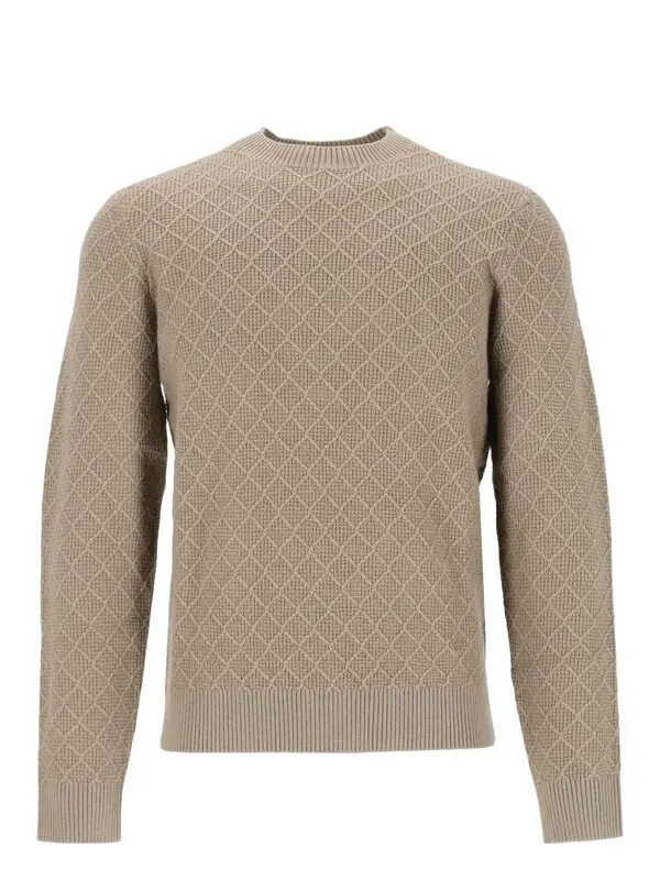 Emporio Armani Textured Crewneck Knitted Sweater - Nude