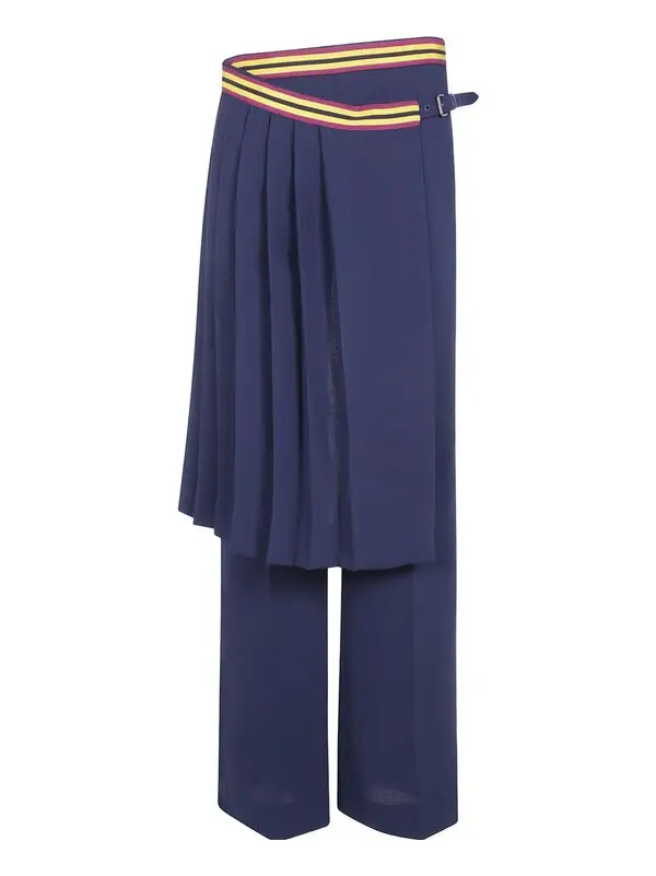 Dries Van Noten Pleated Layered Trousers - Navy Blue