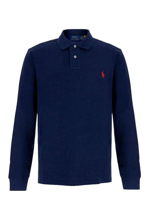 Polo Ralph Lauren Slim Long Sleeve Polo Shirt - Navy Blue