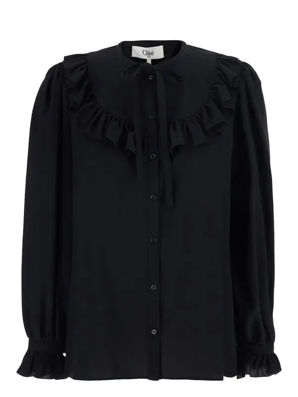 Chloé Ruffled Tie-neck Blouse - Black
