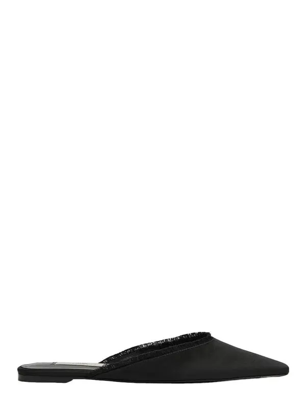 TOTEME Distressed Satin Casual Slides - Black