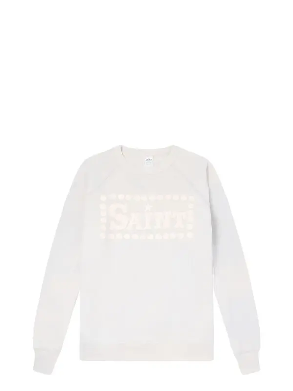SAINT MXXXXXX Saint Printed Distressed Cotton-jersey Sweatshirt - Blue