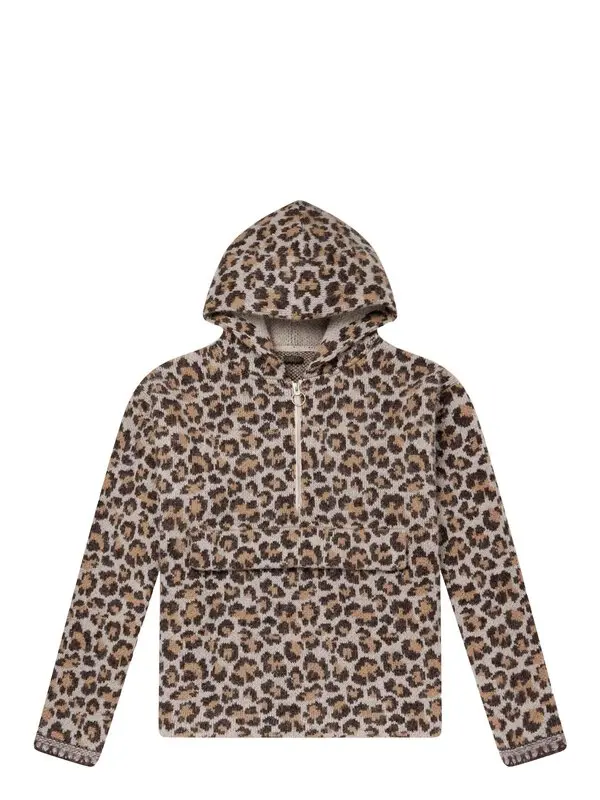 Kapital Hooded Leopard-jacquard Half-zip Sweater - Beige
