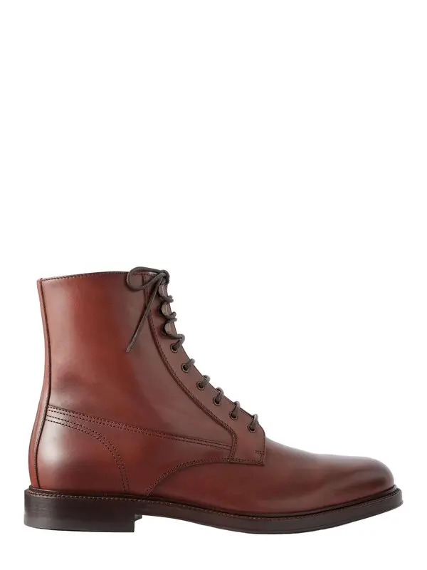 Brunello Cucinelli Leather Lace-up Boots - Brown