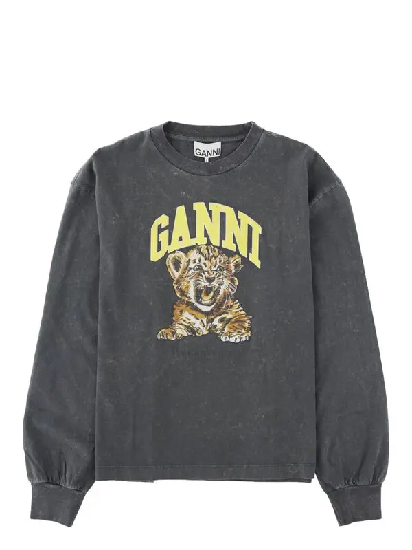 GANNI Felpa Tiger Con Logo - Gray