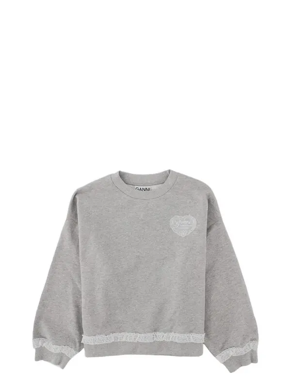 GANNI Felpa Isoli Con Patch Logo - Gray