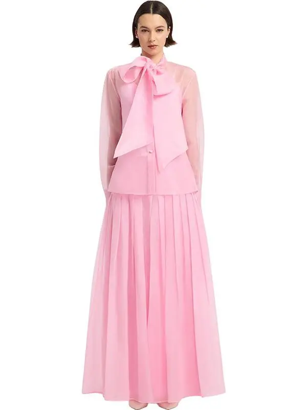 LEO LIN Dressage Silk Organza Tie Blouse - Pink