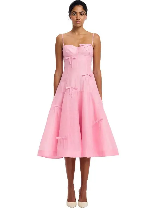 LEO LIN Marisol Bow Midi Dress - Pink
