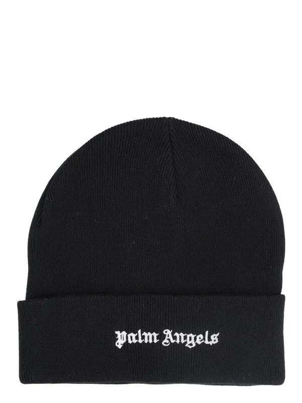 Palm Angels Berretto In Misto Cotone Con Logo - Black