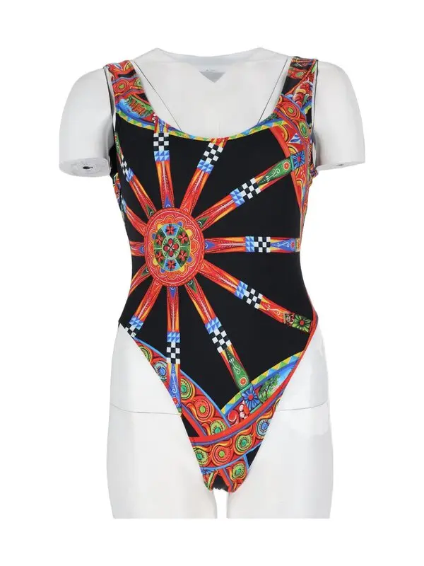 Dolce & Gabbana Costume Intero Olimpionico Stampa Carretto - Black