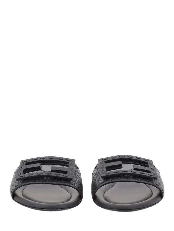 Fendi Slide Baguette In Pelle Nera - Black
