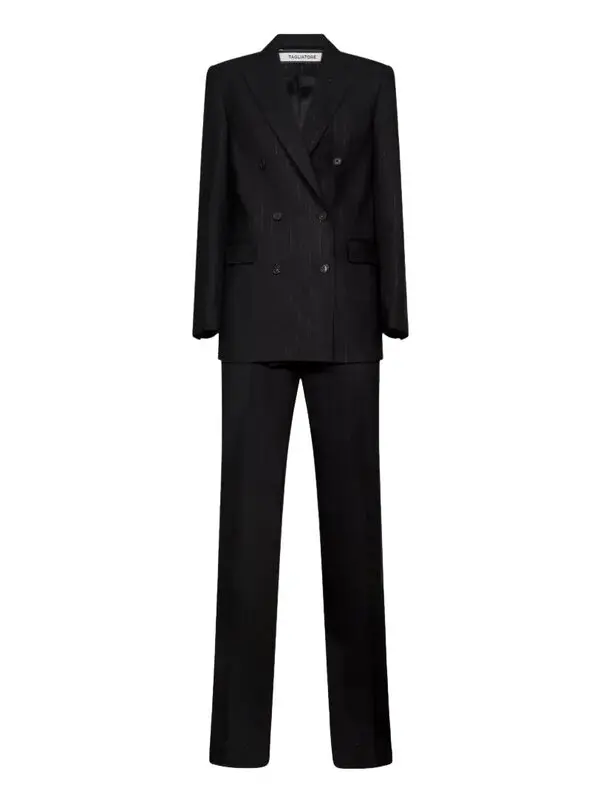 Tagliatore Jasmine Lamé-pinstriped Double-breasted Suit - Black