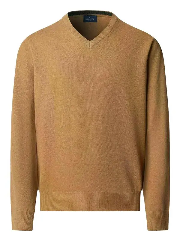 HACKETT  V-neck Elbow-patch Sweater - Brown