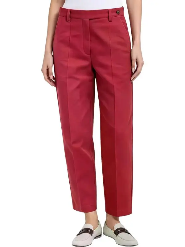Brunello Cucinelli Pressed-crease Cropped Straight-leg Trousers - Red