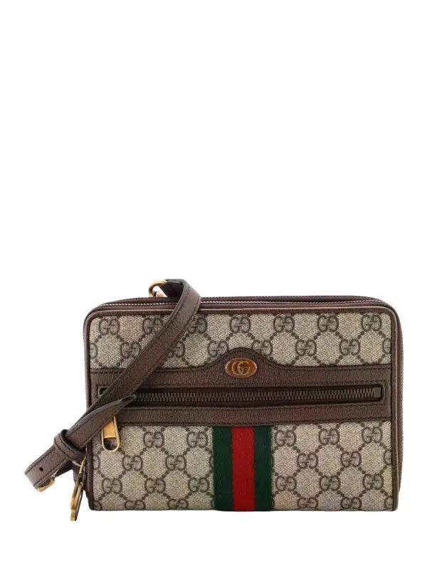 Gucci Ophidia Double Zip Gg Coated Canvas Small Crossbody Bag - Brown
