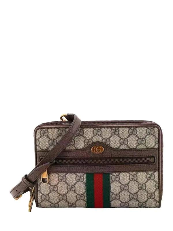 Gucci Ophidia Double Zip Gg Coated Canvas Small Crossbody Bag - Brown