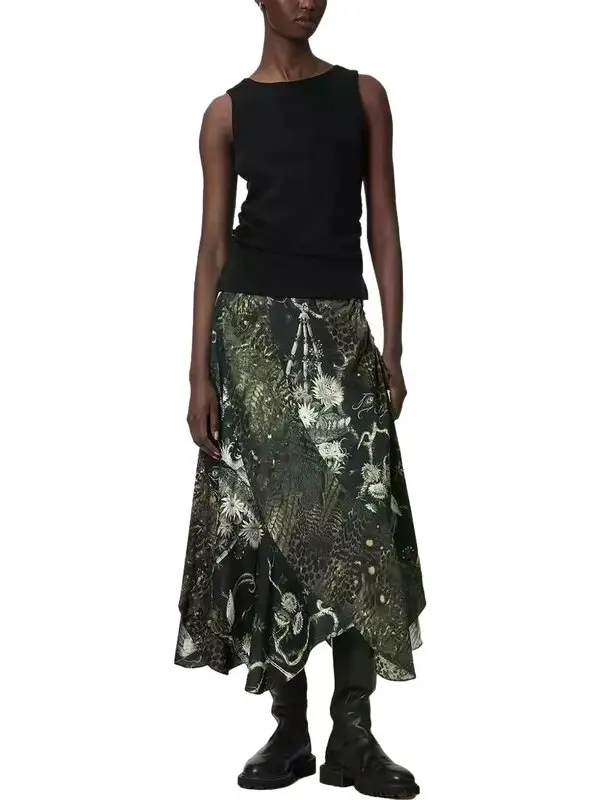 ALLSAINTS Arleen Animal-print Midi Skirt - Black