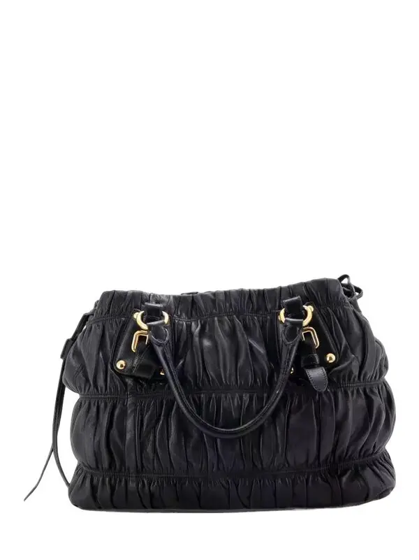 Prada Gaufre Convertible Nappa Leather Large Tote Bag - Black