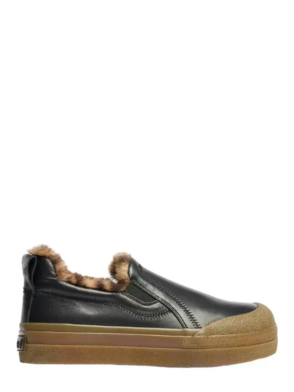 Ash Anemone Fur Trim Slip-on Sneakers - Black