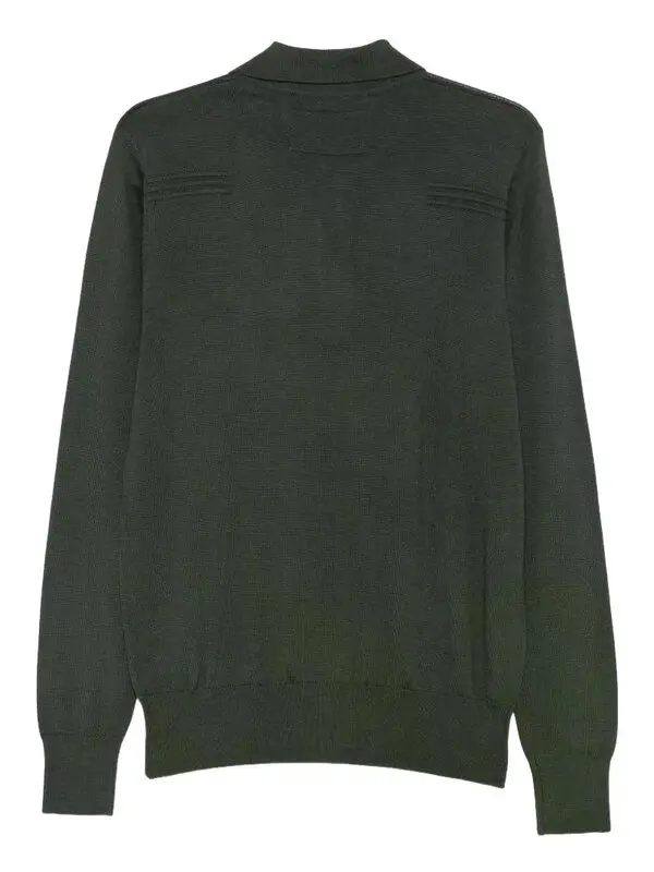 Patrizia Pepe Fine-knit Long-sleeved Polo Shirt - Green