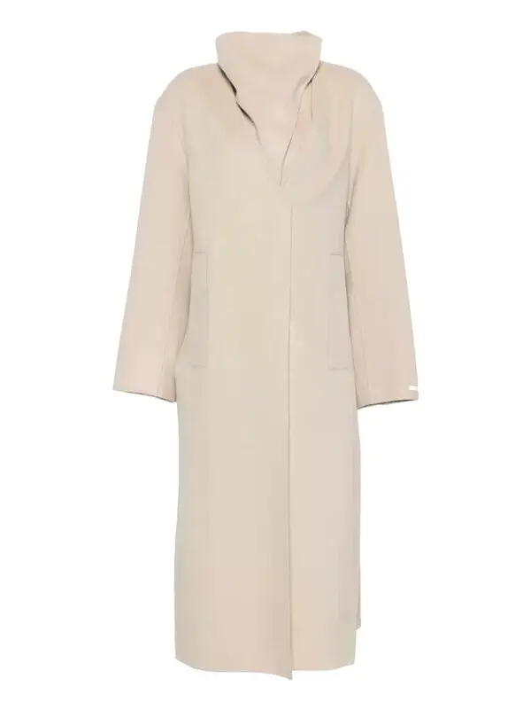 Sportmax Asymmetric Draped-collar Coat - Neutrals